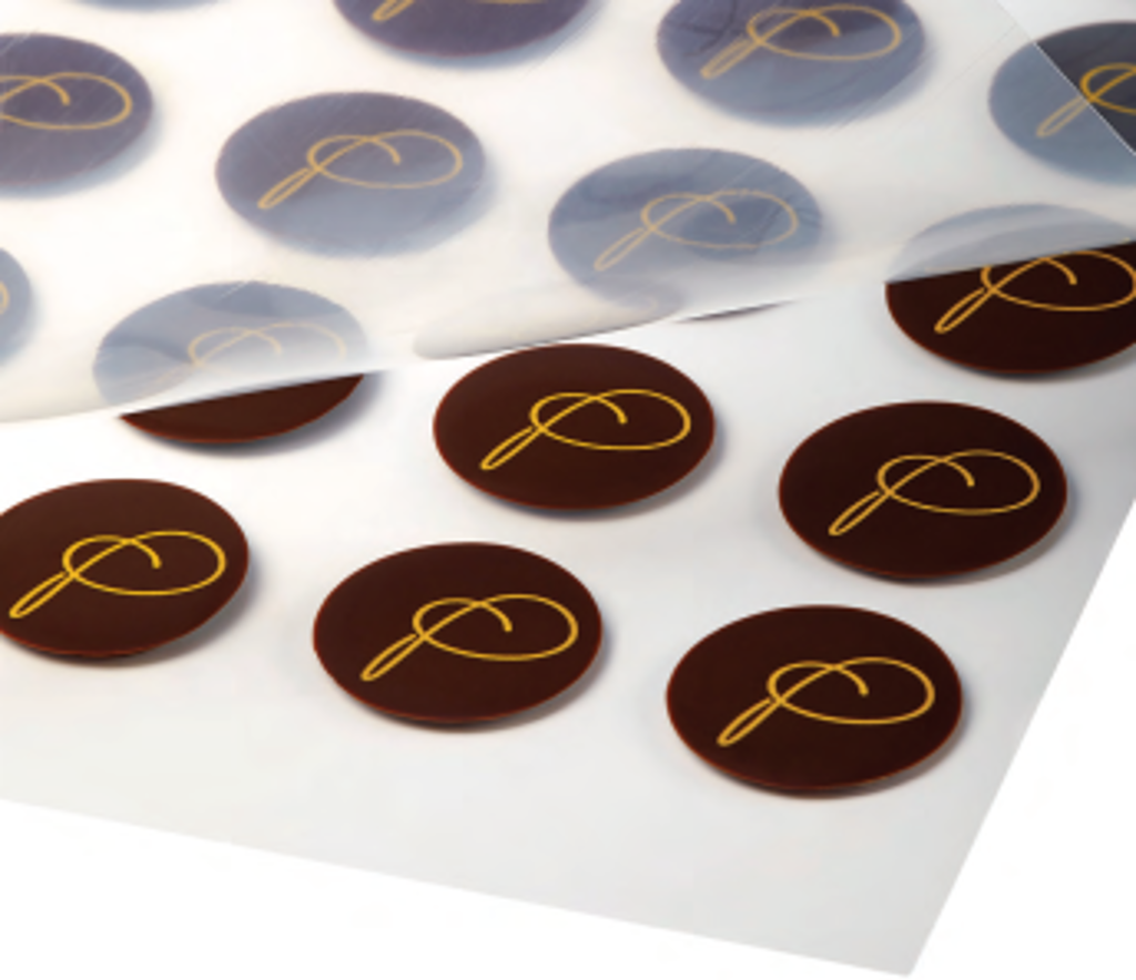 Transfer sheet med eget logo til chokolade